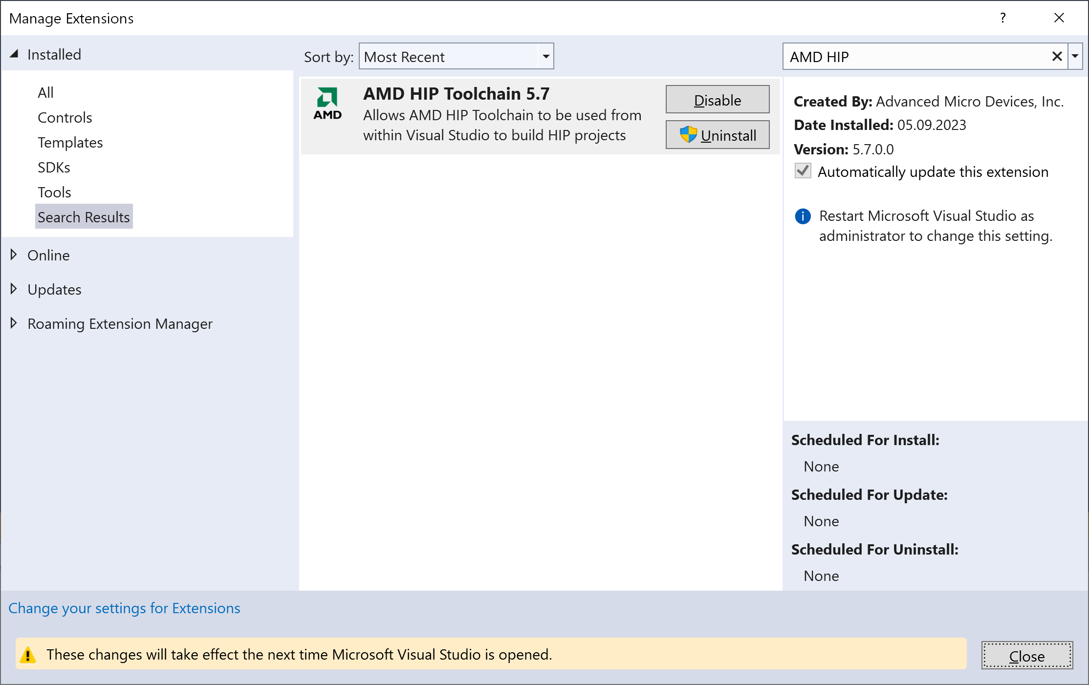 Manage Extension — HIP-VS Documentation